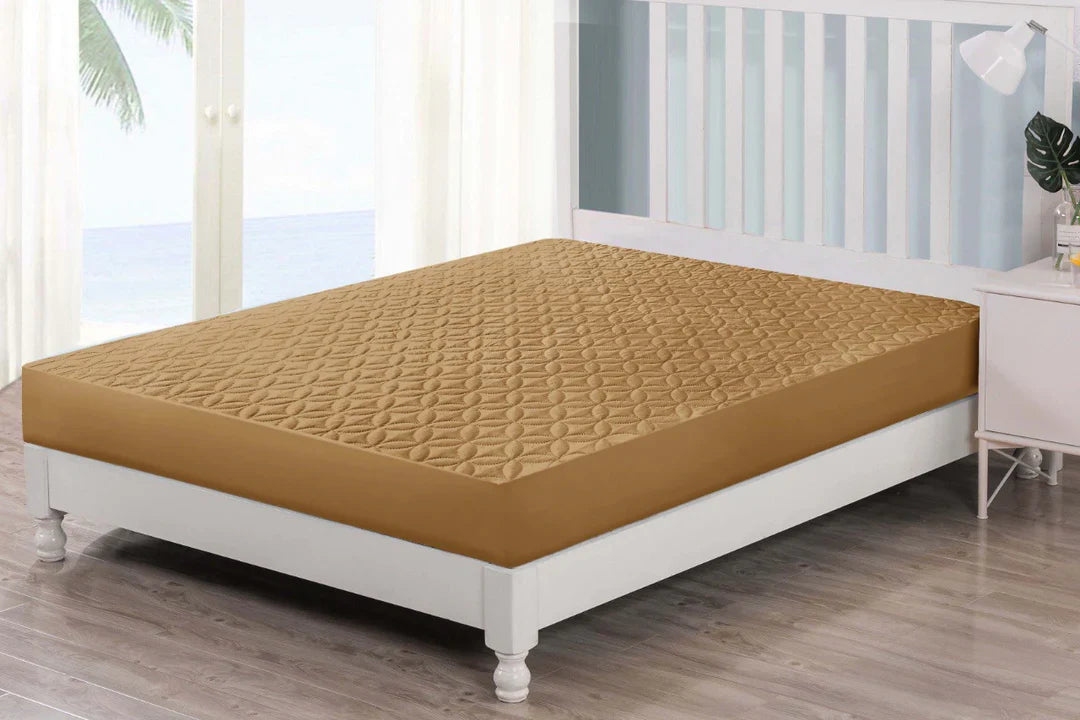 QUILTED WATERPROOF MATTRESS PROTECTOR-GOLDEN – Alkaram Home Textile